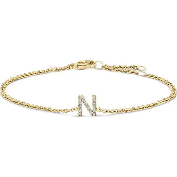 HAUS OF BRILLIANCE 10k Gold Diamond Accent Initial Charm Link Bracelet - Yellow | N